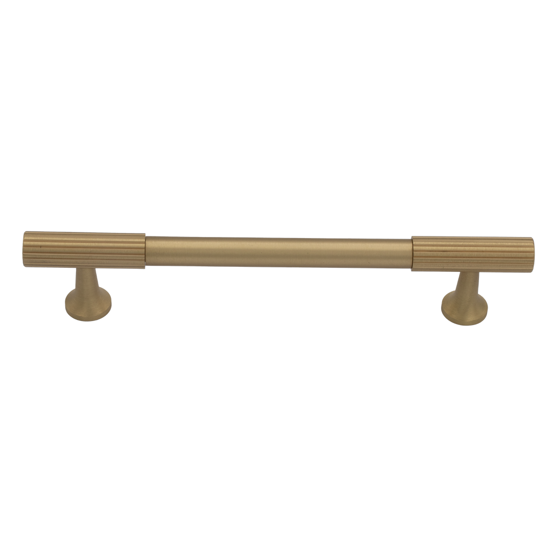 Thorndon 128mm Solid Brass Grooved Pull Handle - Brushed Brass Finish